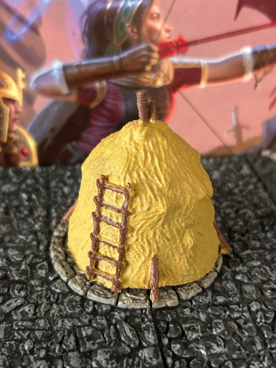 Hay Bail & Ladder miniature Dungeon & Dragons D&D painted terrain vill ...