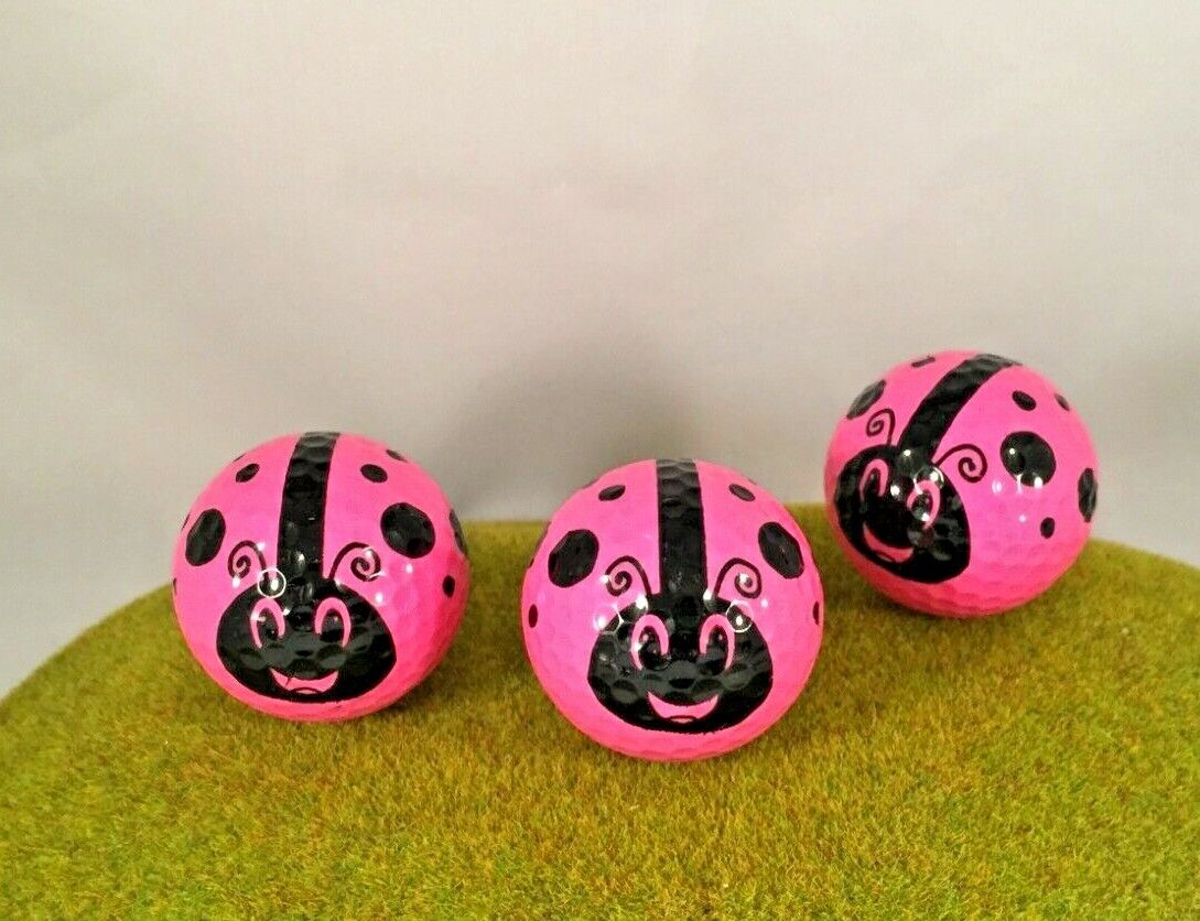 Pink Lady Bug golf ball 3pk Golfball Critters NOVELTY GOLF BALLS insec ...