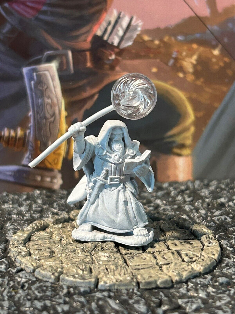 Male Dwarf Wizard D&D plastic primered miniature Dungeons Dragons unpa ...